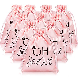 Whaline 10Pcs Wedding Hangover Kit Bags Pink Bachelorette Party Favor Hangover Kit Bags Large Drawstring Gift Wrap Bags Survival Recovery Kit Bags for Wedding Bridal Shower Party Favors, 6 x 8 Inch