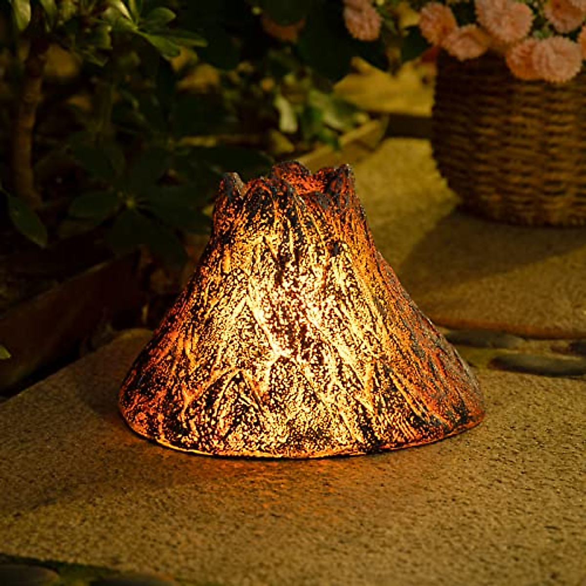 Tryme Solar Outdoor Volcano Fire Torch Lights Dancing Flickering Flame Lantern Decorative Waterproof Powered Landscape Decoration Lighting for Garden Decor Table Deck Pool Bar Yard Patio