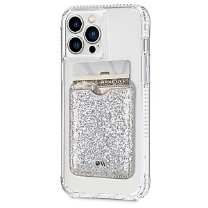 Case-Mate Magnetic Wallet for iPhone [Card Holder] [Holds up to 3 Cards & Cash] - Vegan Leather MagSafe Wallet - Magnetic Phone Card Holder for iPhone 15 Pro Max / 15 Pro /14 Plus /14/13/12 - Sparkle
