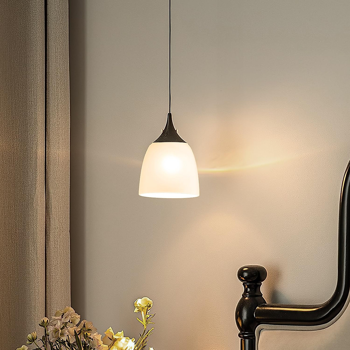 Eidonta 4 Pack White Frosted Glass Shade Replacements, Bell Shaped Glass Shade Covers for Ceiling Fan Light Fixture, 4.92"High, 4.72"Diameter, 1.65 "Fitter, High Transmittance Globe Lampshades