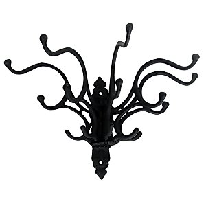 Treasure Gurus Victorian Style Folding Coat Rack 5 Prong Swivel Hook, Black by UD