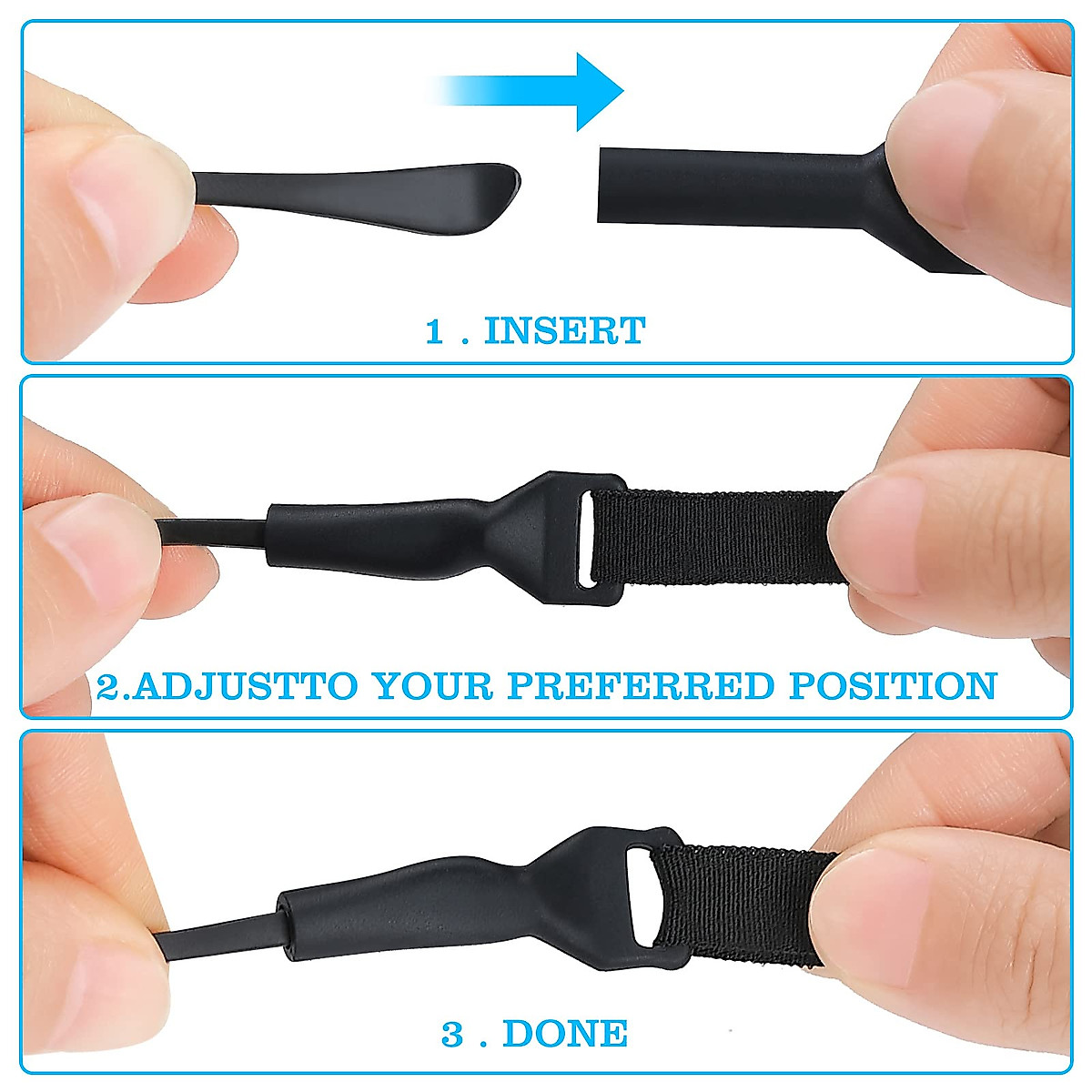 NETTEMPT Glasses Straps, Adjustable Eyewear Retainer - No Tail Sunglasses Strap For Men's Glasses Straps (2pcs 13inch)