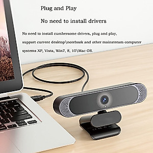 HSQMA 4K Webcam，Autofocus，2 Noise-canceling Mics & Privacy Cover, Plug & Play USB Webcam，Webcam for Laptop, Video Camera for Video Calls, Live Streaming，Meeting，Online Classes
