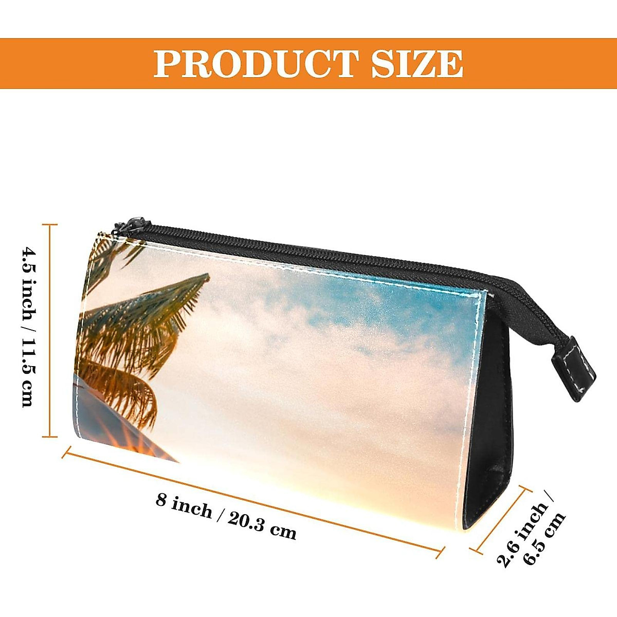 TBOUOBT Cosmetic Travel Bags, Makeup Case, Makeup Bag for Toiletries, Hawaiian Beach Sea Coconut Tree Sunrise