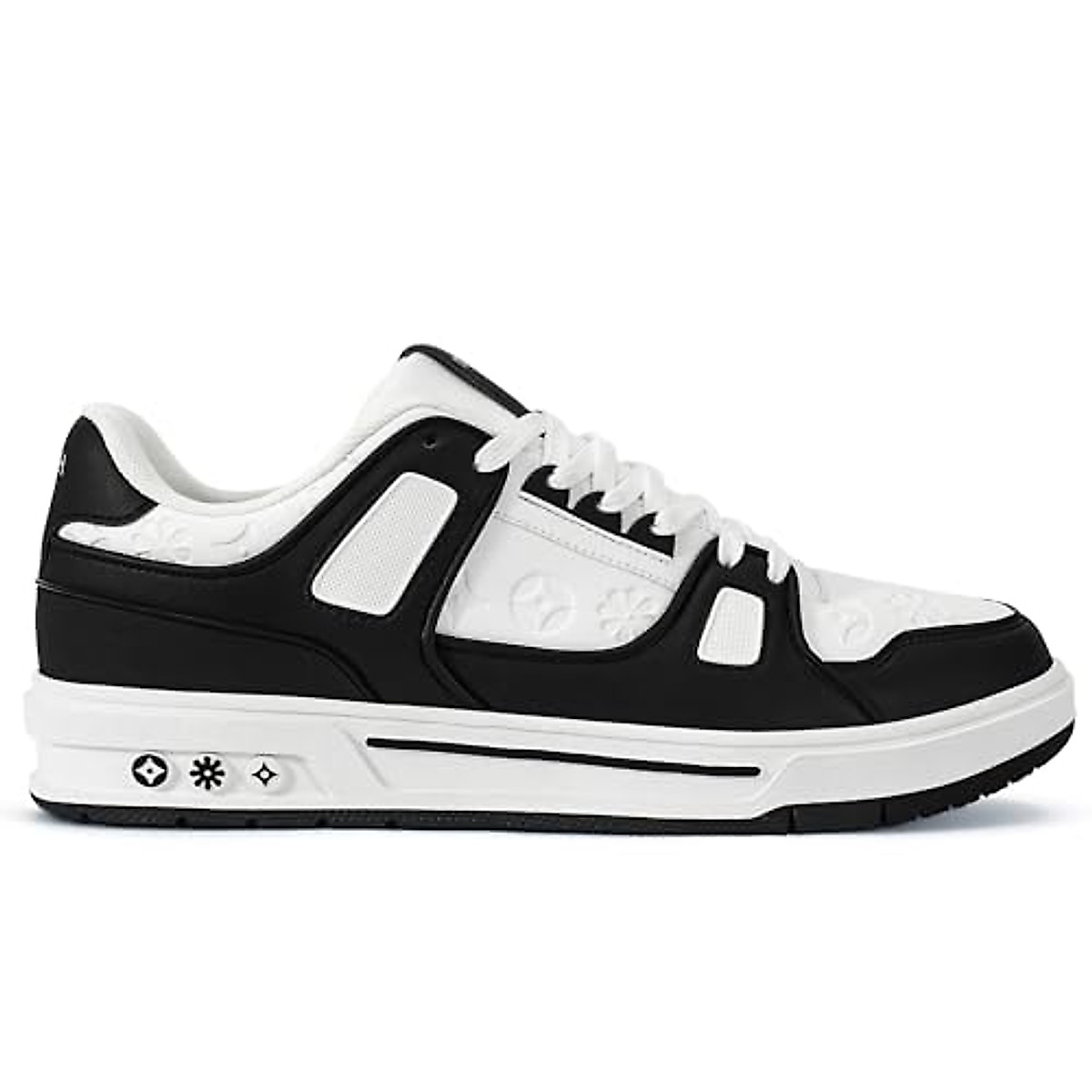 Mens Fashion Sneakers Casual Shoes Low Top Comfort Walking Shoes for Male Black/White Size 7