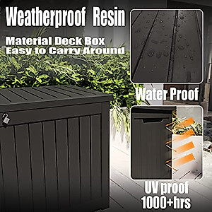 Greesum 230 Gallon Resin Deck Box Large Outdoor Storage for Patio Furniture, Garden Tools, Pool Supplies, Weatherproof and UV Resistant, Lockable, Dark Black
