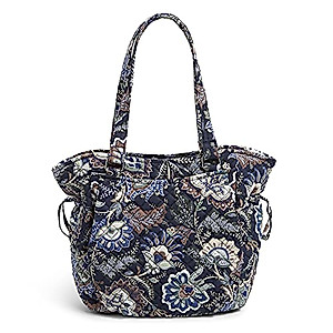 Vera Bradley Women's Cotton Glenna Satchel Purse, Java Navy Camo - Recycled Cotton, One Size