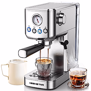 KEENSTAR Espresso Machine, 20 Bar Cold Brew Espresso Maker with Milk Frother Steam Wand, Latte Machine for Cappuccino, Latte, Gifts for Mother or Father
