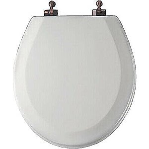 MalyitrolY Round Molded Wood Toilet Seat, Oil-Rubbed Bronze Hinge, White seats Bathroom accessories seat cover Home improvement risers Sitz bath for T (3694821)