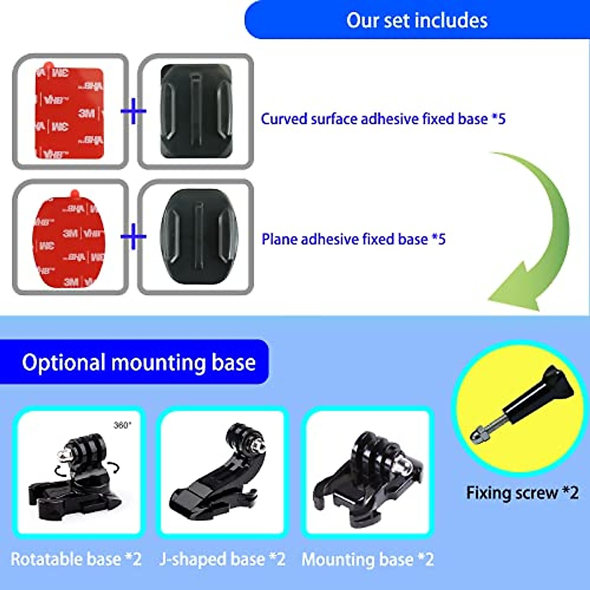 Helmet Adhesive Sticky Mount for Insta360, 3M Sticky Pads Mounts Compatible with Gopro, Insta360 ONE X3, X2, X, RS, R, GO 2 and DJI OSMO Action 2 Helmet Attachment