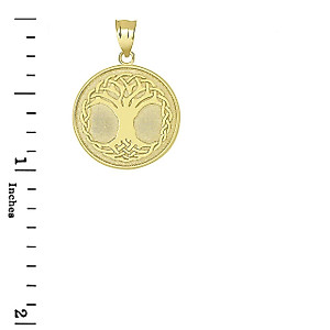 Sideways Crosses Certified 14k Yellow Gold Tree Of Life Medallion Pendant