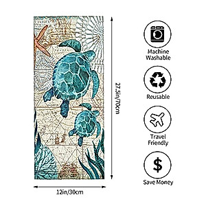 XWQWER Sea Turtle Ultra Soft Highly Absorbent Decor Hand Towels, Dish Guest Towel Multipurpose for Bathroom Kitchen Gym Hotel Spa and Home(27.5 x 12 in)