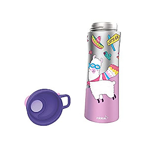 rabitat Nutri Lock Stainless Steel Insulated Sipper Bottle - Chatter Box, Purple/Pink Sipper for Kids. Reuseable Thermos Water Bottle for School with Fruit Infuser.
