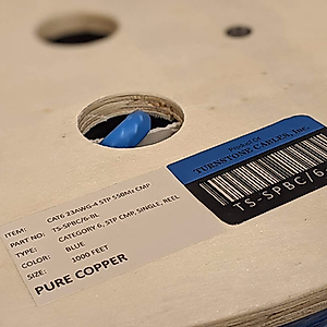 Cat6 Plenum Shielded (CMP) Overall Foil Shield (F/UTP), 1000ft, 23AWG | 100% Solid Bare Copper | 550MHz | Bulk Ethernet Cable, Available in Blue, White & Black Color (Blue)