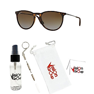 Ray-Ban RB4171 Erika Sunglasses + Vision Group Accessories Bundle (Light Havana/Grey Gradient Brown Polarized (710/T5),womens