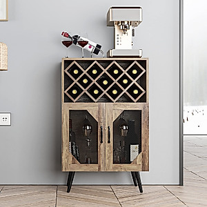 SogesGame Wine Cabinet Wine Storage Cabinet Liquor Cabinet Bar Wine Cabinet for Liquor, Freestanding Wine Rack with Glass Holder for Kitchen, Living Room, Dining Room