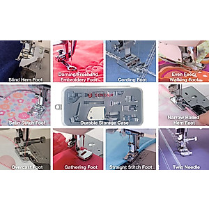 SINGER | Sewing Machine Accessory Kit, Including 9 Presser Feet, Twin Needle, and Case, Clear - Sewing Made Easy