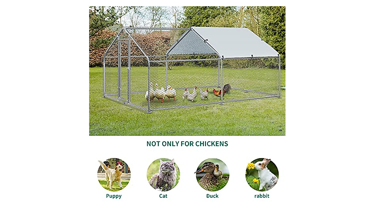 YITAHOME Large Metal Chicken Coop Walk-in Poultry Cage Hen Run House ...