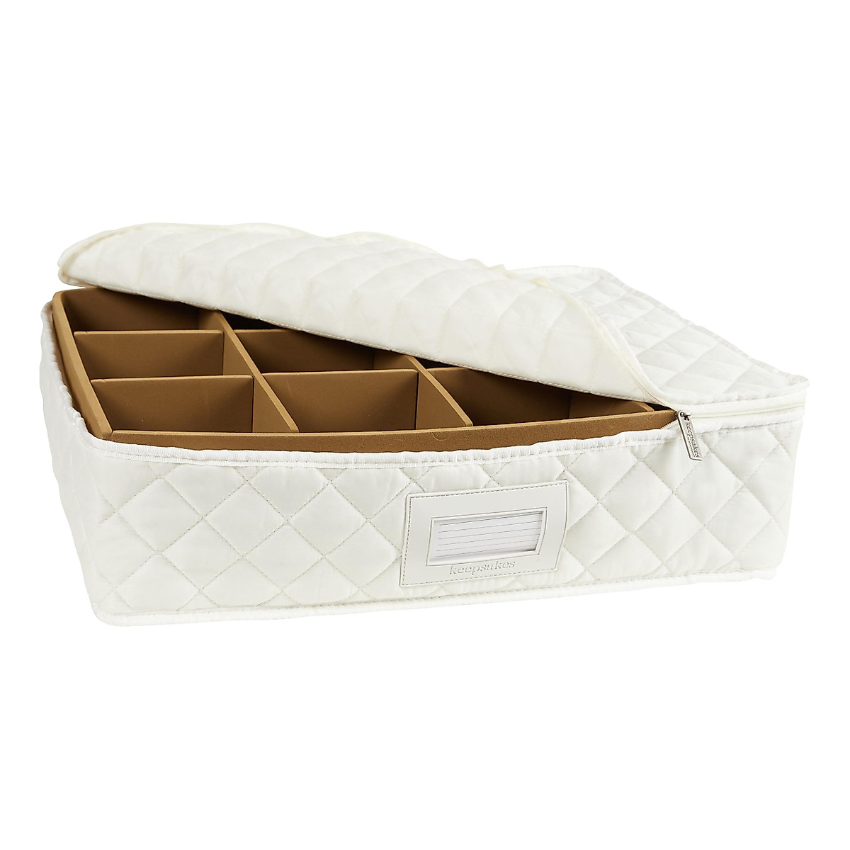 Covermates Keepsakes - Adjustable Glassware Storage - Padded Protection - ID Window - Stain Resistant - Machine Washable - China Storage-Cream