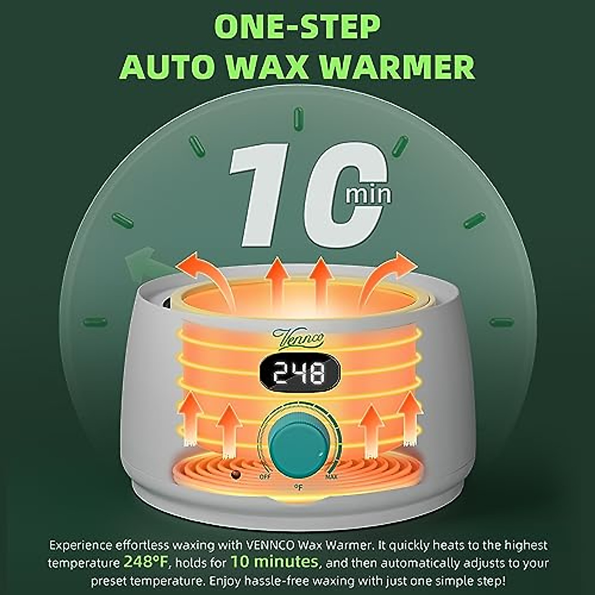 VENNCO Premium Digital Waxing Kit - Wax Melt Warmer Kit For Sensitive Skin Coarse Hair Removal - 14oz Hard Wax Beads & Silicone Liner -For Body Face Leg Bikini Brazilian -Home Waxing Kit For Women Men