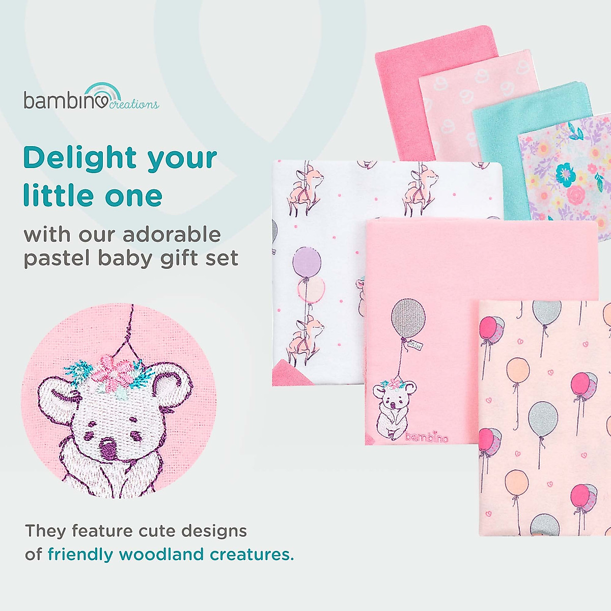 Baby Girl Newborn Essentials Must Haves 12pcs Light Pink Baby Shower Gifts-Receiving Blankets and Baby Bath Essentials Newborn Kit, Newborn Bath Essentials-Machine and Dryer Safe by BAMBINO CREATIONS