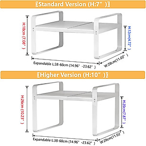 Yagizaai Bayou Expandable Shoe Rack, Adjustable Closet Shoe Storage Organizer, Heavy Duty Carbonsteel Shoe Shelf, Stackable Free Standing Shoe Rack for Small Space (7", 2Pack)