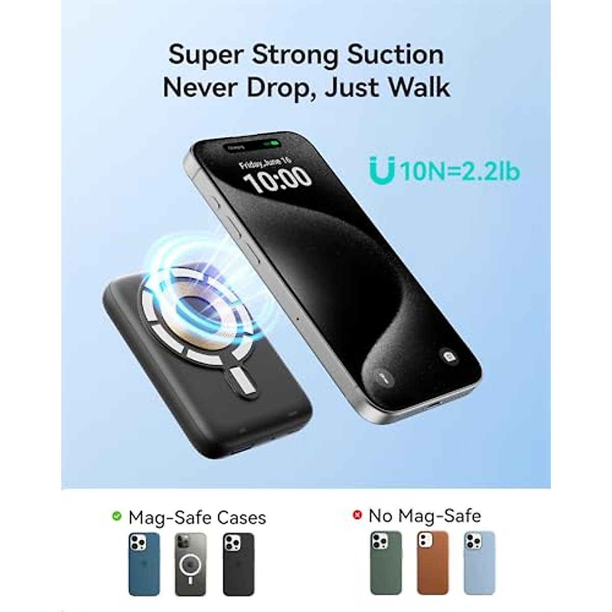 INIU for Magsafe Portable Charger, Small 10000mAh 20W PD Magnetic Power Bank, USB C in&Out Wireless Battery Pack Phone Charger, Only for iPhone 15/15 Plus/15 Pro/15 Pro Max, iPhone 14/13/12 Series