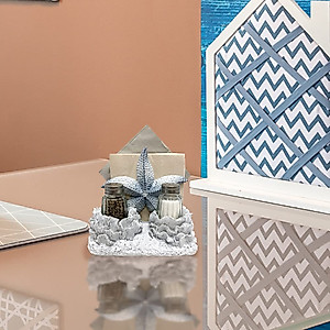 World of Wonders "Under the Seasoning" Ocean Harmony Series Elegant Starfish Napkin Holder Salt and Pepper (3 Piece Set) | Beach House Shabby Chic Sea Life Marine Nautical Home Decor Accent - 6.5"