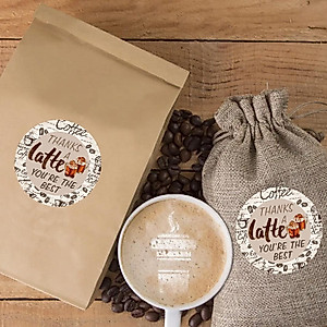 Thanks A Latte Christmas Coffee Themed Thank You Labels 2 Inch You are The Best Coffe Theme Customer Appreciation Stickers for Small Businesses Envelope Seals,Goodie Bags 500 Pcs Per Roll