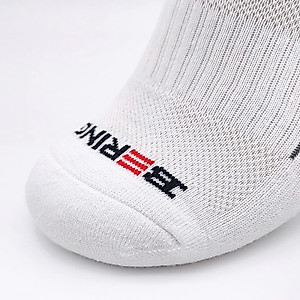 BERING Men's Ankle Athletic Cushioned Quarter Socks, White, Size 9-12, 6 Pairs