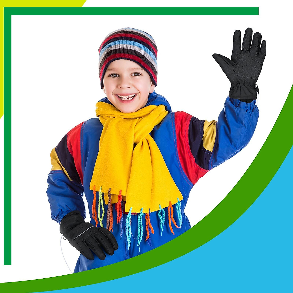 Newcotte USB Heated Gloves Electric Winter Gloves for Kids and Baby Snow Ski Gloves Waterproof Warm Gloves Boys Cold Weather Gloves (Black, 7-10 Years)