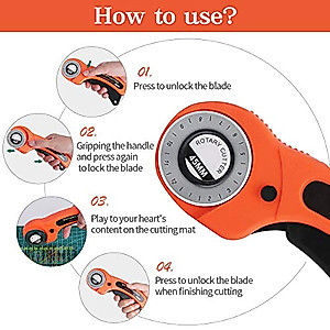 Swiftrans 90 PCS Rotary Cutter Kit, 45mm Rotary Cutter Tool Kit with 5 Extra Blades, A4 Cutting Mat, Patchwork Ruler, Carving Knife, Storage Bag Ideal Craft Supplies Set for Fabric Sewing and Quilting