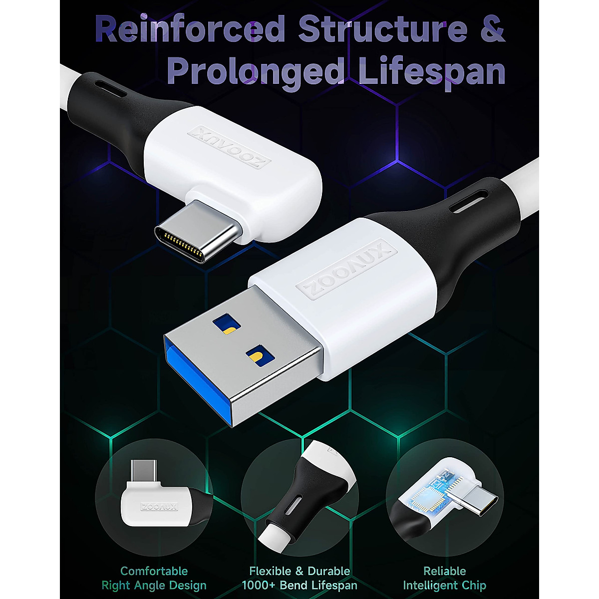 ZOOAUX Link Cable 16 FT Compatible with Meta/Oculus Quest 2 Accessories and PC/Steam VR, Fast Charing & PC Data Transfer USB C 3.2 Gen1 Cable for VR Headset and Gaming PC