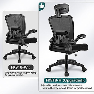 FelixKing Ergonomic Office Chair, Headrest Desk Chair with Adjustable Lumbar Support, Home Office Swivel Task Chair with High Back and Armrest, Adjustable Height Gaming Chair(Black)