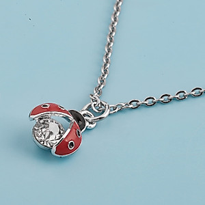 FUSTMW Ladybug Pendant Necklace Ladybug Gifts Jewelry Ladybug Necklace Charm Inspirational Gifts for Women (silver)