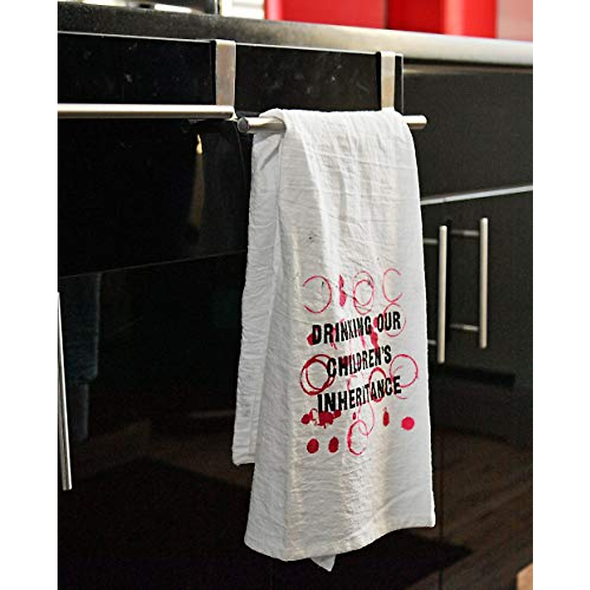 Home-X - Over-The-Cabinet Towel Bar, Metal Hanging Rack for Kitchen and Bathroom, Stainless Steel, 9" L x 2 1/2" W x 2 1/4" H