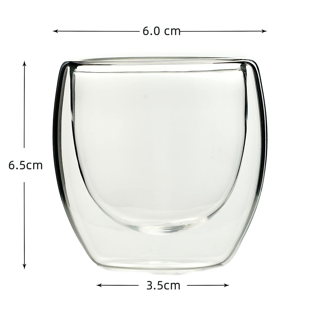 WOAIERNV 2.7 Ounce Espresso Cups,Set of 6,Double Walled Insulated Espresso Glasses,Handmade Borosilicate Glassware Coffee Cup,Perfect for Cold or Hot Drinks