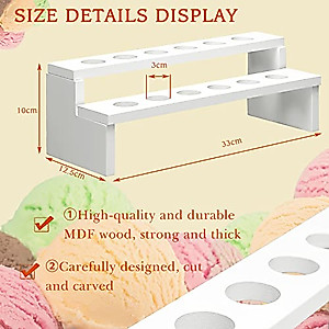 Wooden Ice Cream Cone Holder Stand with 12 Holes Multi Level Wooden Ice Cream Stand Food Cone Display Stand Hand Roll Sushi Popcorn Stand for Restaurants Catered Events Wedding Decoration
