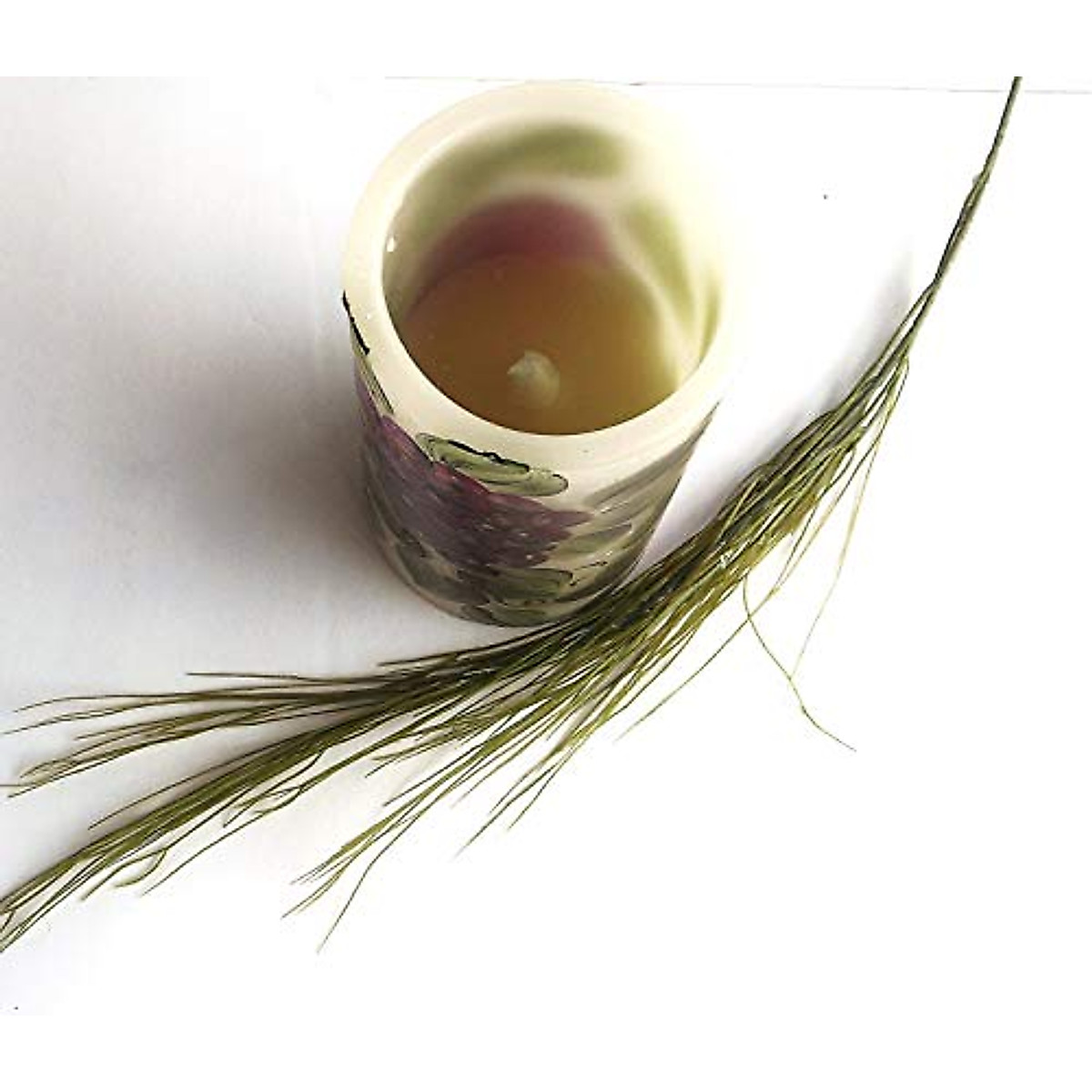 Battery Operated Decorative Hand Painted Grapes Safe Flickering Flame Flameless Pillar Candle with Timer Fall Grapevine Decor