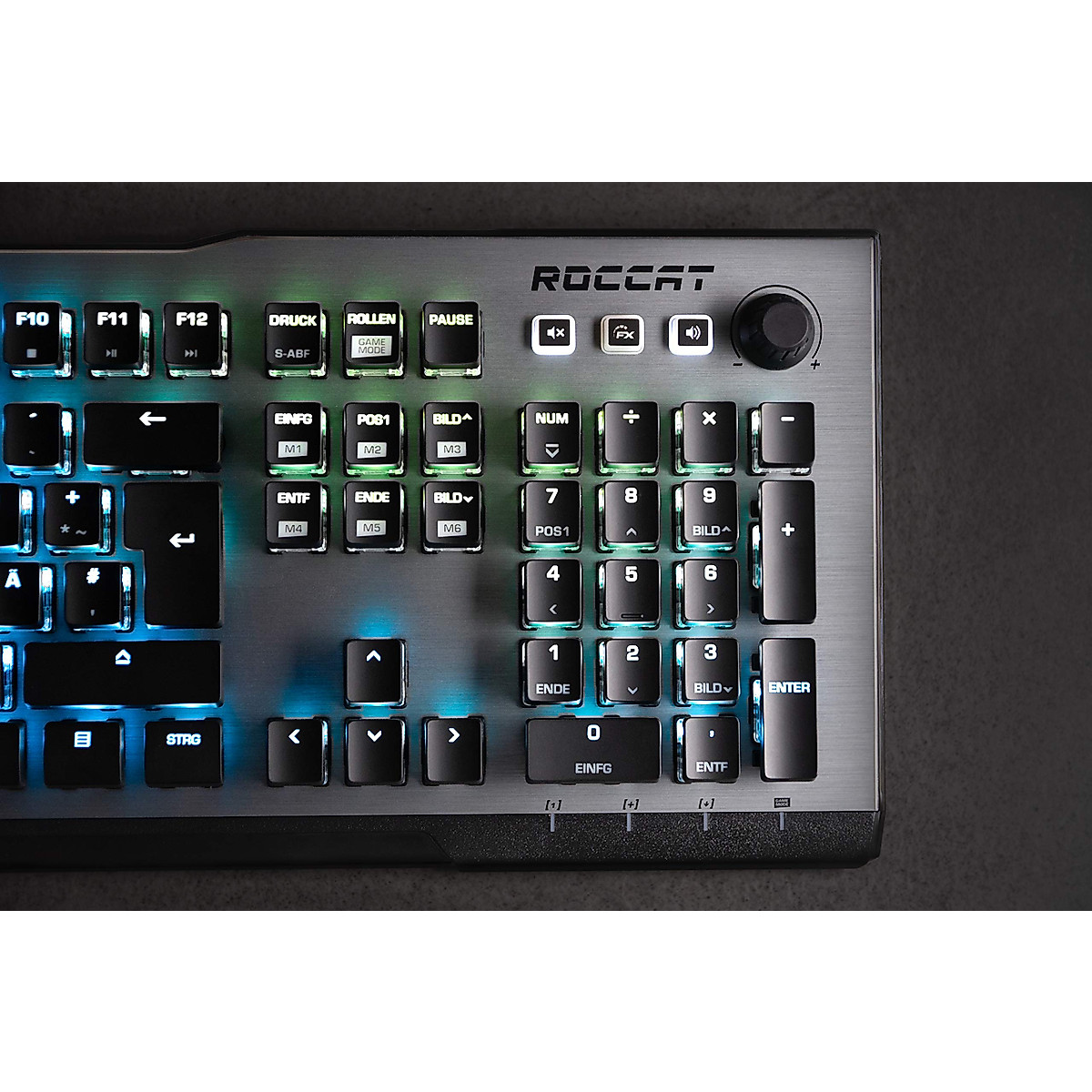 ROCCAT Vulcan 120 AIMO Mechanical PC Gaming Keyboard Tactile Titan Switch, Full Size with Per Key AIMO RGB Lighting, Anodized Aluminum Top Plate and Detachable Palm/Wrist Rest, Gunmetal Gray/Black