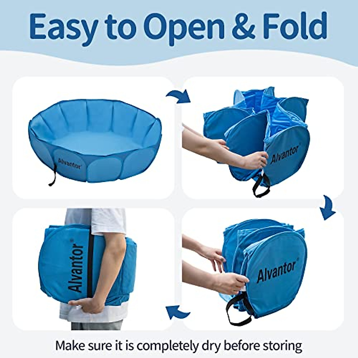 Alvantor Pet Swimming Pool Dog Bathing Tub Kiddie Pools Cat Puppy Shower Spa Foldable Portable Indoor Outdoor Pond Ball Pit 42" x12" Patent Pending