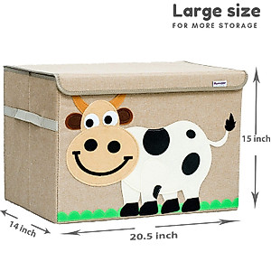 Hurricane Tots Large Toy Chest. Canvas Soft Fabric Children Toy Storage Bin Basket with Flip-top Lid. Collapsible Gray Toy Box for Kids, Boys, Girls, Toddler and Baby Nursery Room