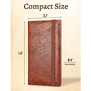 Yarnic Checkbook Cover for Personal Checkbook, Checkbook Holder with Pen Holder & Built-in Clear Plastic Divider for Duplicate Checks (Brown)