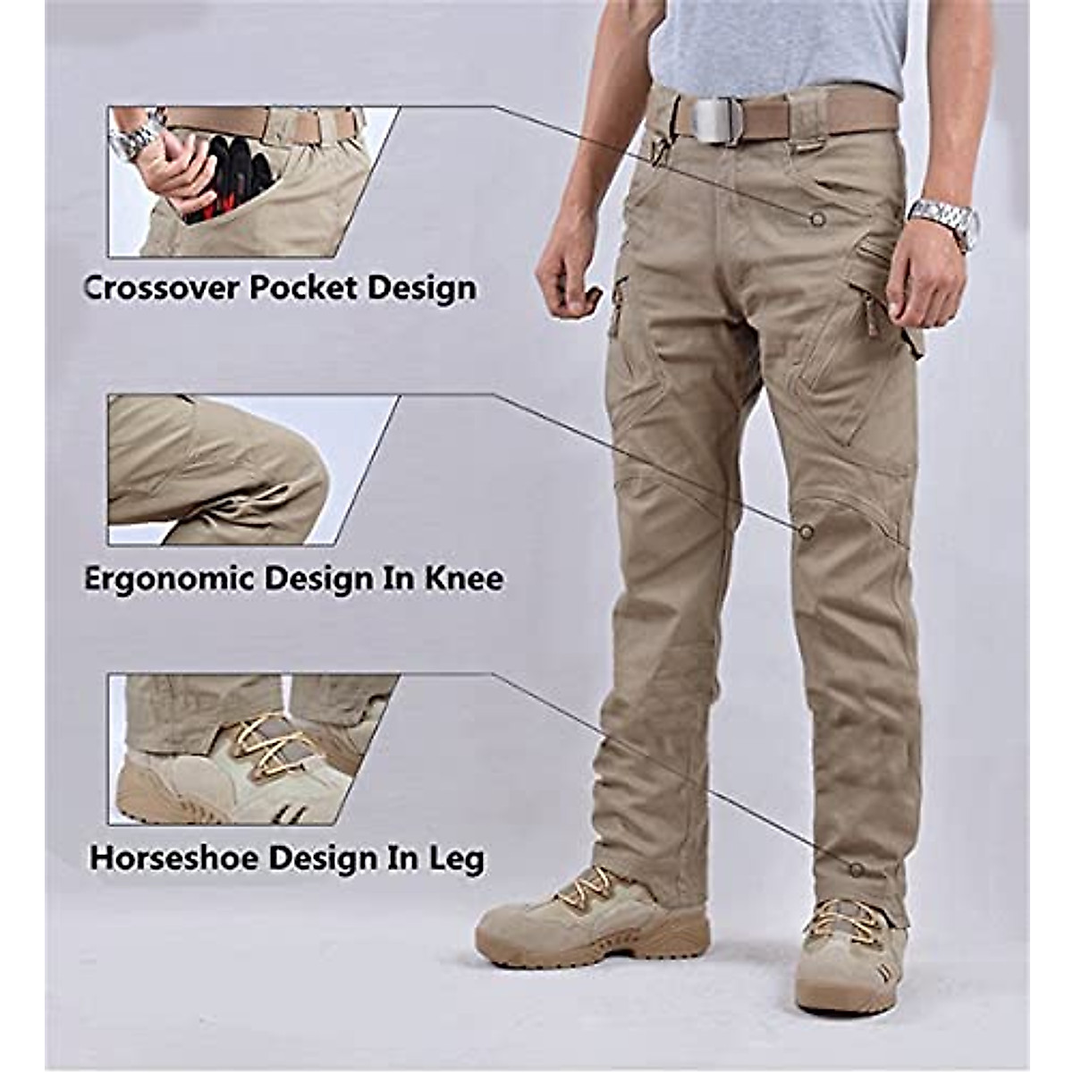 BUTERULES Tactical Pants Mens Multi Pockets Cargo Pants Military Combat Cotton Pant Dark Gray L(32)