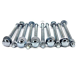 (4 pc) 3/8-16 x 6 Long Square-Neck Carriage Bolts Set w/Nuts & Washers,Zinc-Plated,Carbon Steel Grade 2,by Fullerkreg