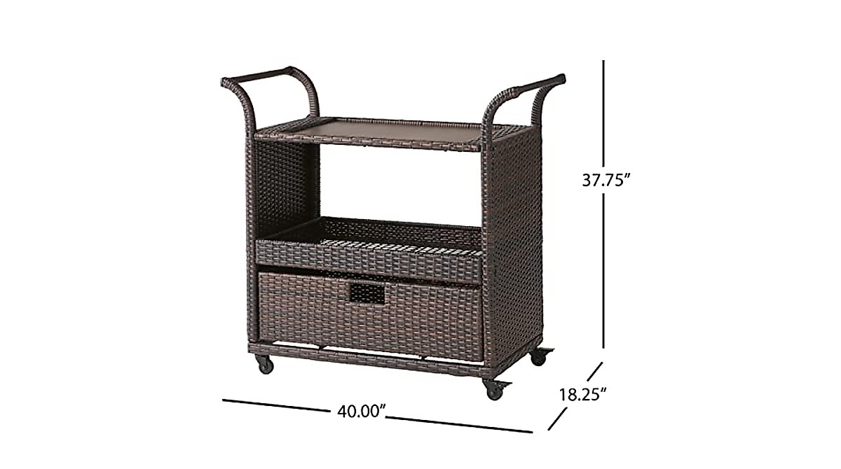 Stylish Corona Outdoor Wicker Bar Table Cart