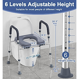 HOMLAND Toilet Seat Risers for Seniors, FSA/HSA Eligible Raised Toilet Seat with Handles & Padded Seat, Adjustable Height & Width, 400lb Handicap Elevated Toilet Seat for Elderly, Fit Any Toilet