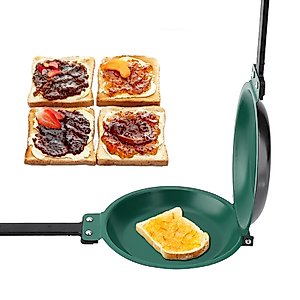 Double Sided Frying Pan, Non Stick Flip Folding Frying Pan Double Sided Ceramic Coated Frying Pan Non Stick Pan Heat Evenly On Both Sides for Pancakes Toasts Omelettes