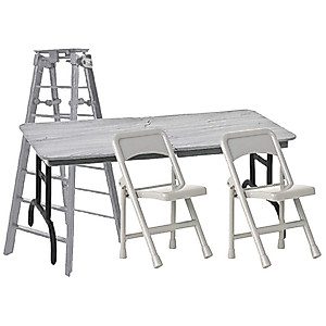 ULTIMATE Ladder, Table & Chairs Silver Playset for Wrestling Action Figures