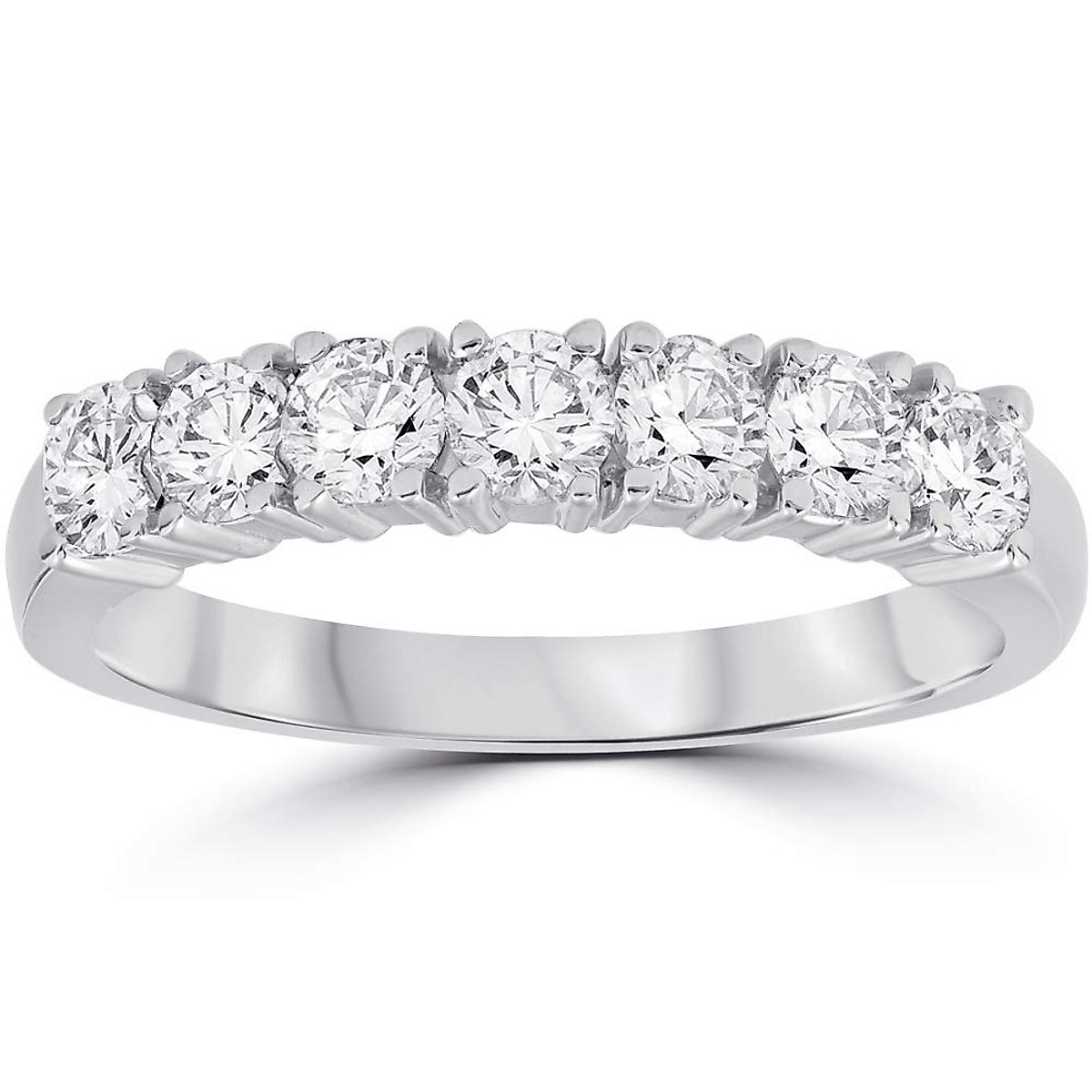 P3 POMPEII3 14k White Gold 1 Ct T.W. Round-Cut Natural Diamond Wedding Ring Women's Anniversary 7-Stone Band